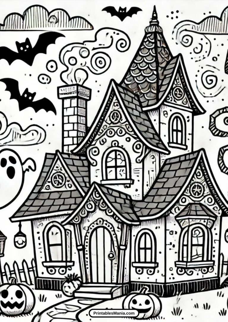 Haunted House Coloring Page - Printables Mania