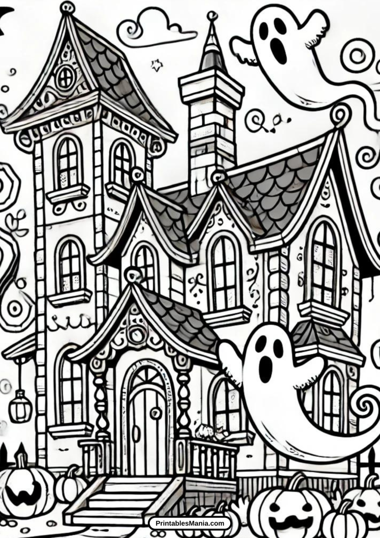 Haunted House Coloring Page - Printables Mania