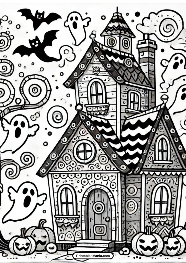 Haunted House Coloring Page - Printables Mania