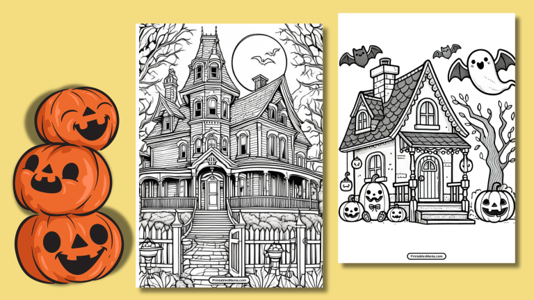 Haunted House Coloring Page - Printables Mania
