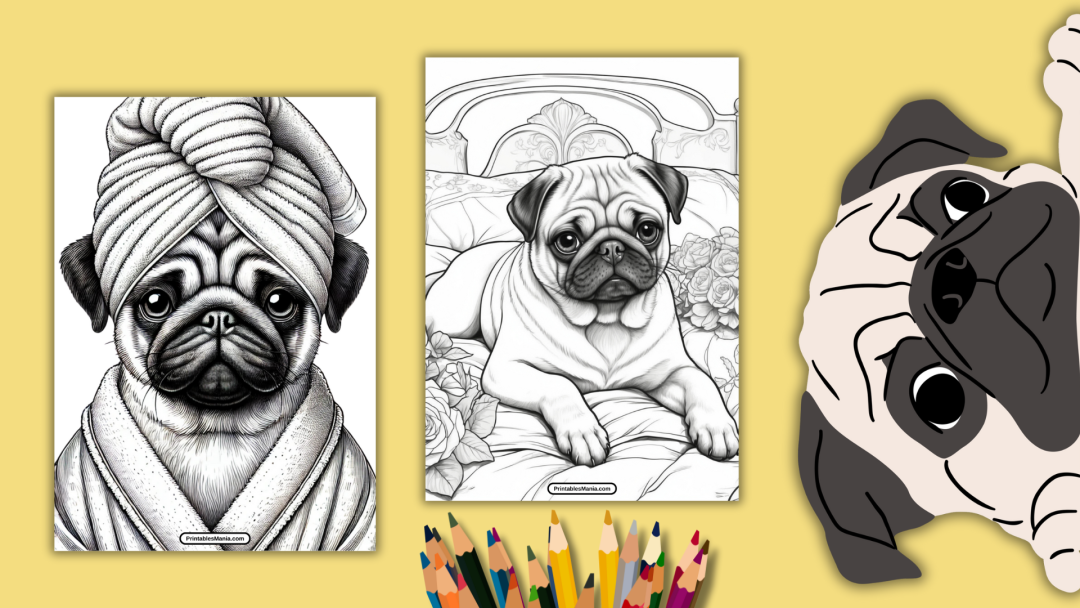 Pug Coloring Page PDF - Printables Mania