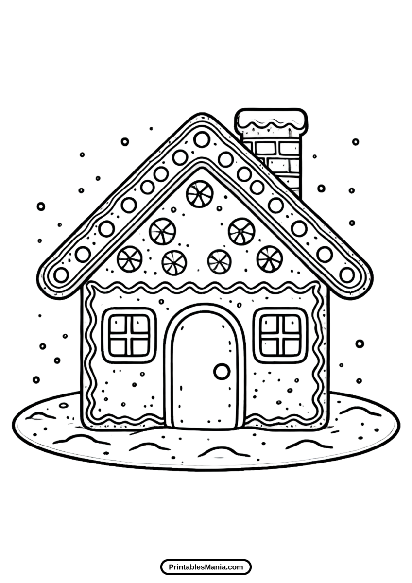 Gingerbread House Coloring Page - Printables Mania