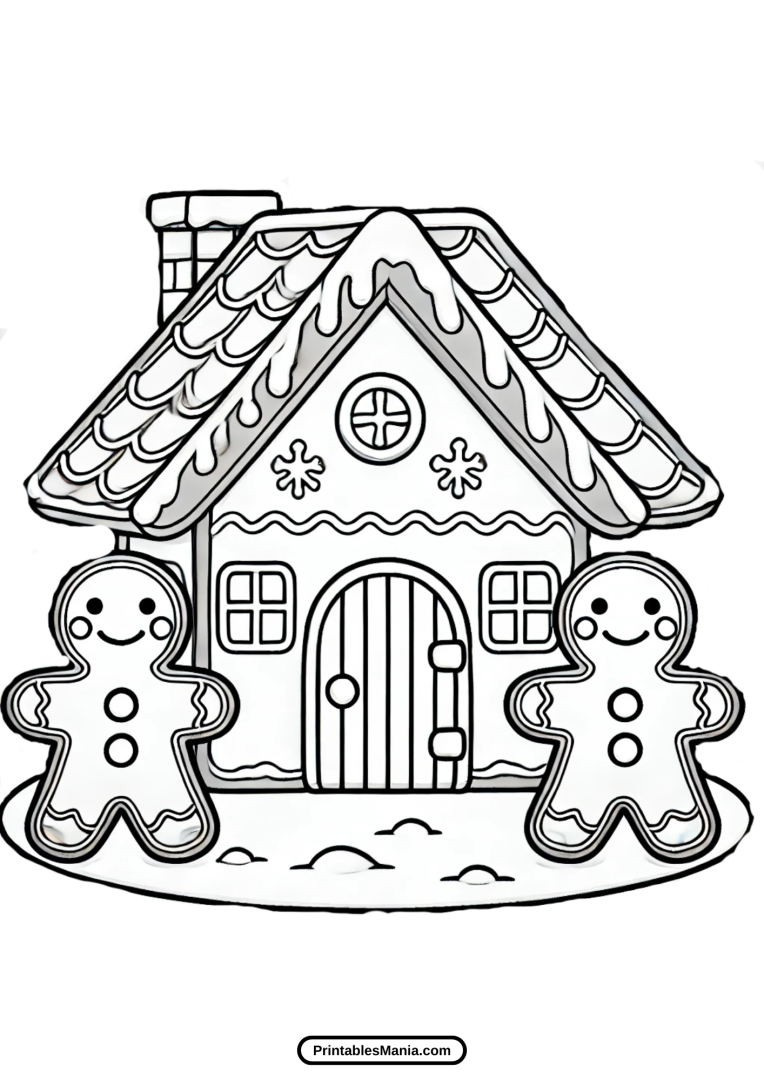 Gingerbread House Coloring Page - Printables Mania