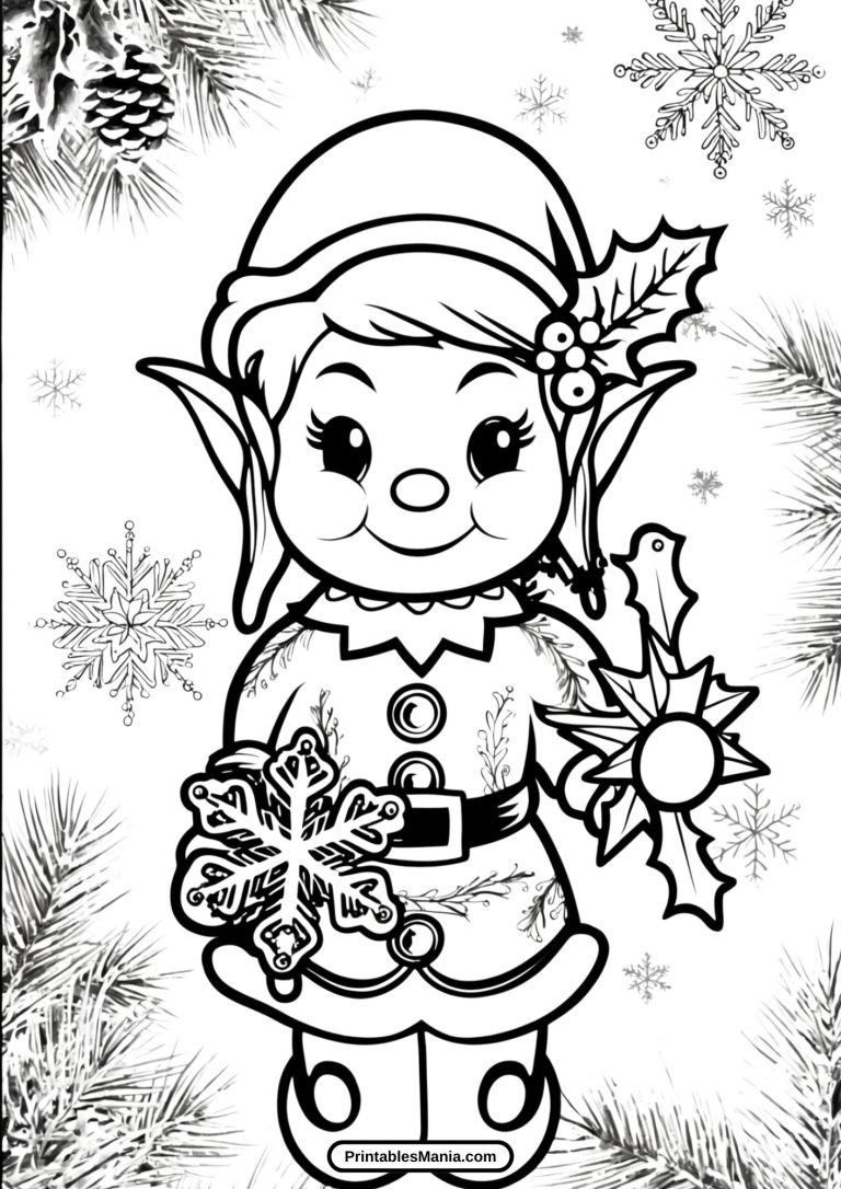 Elf Coloring Pages PDF - Printables Mania