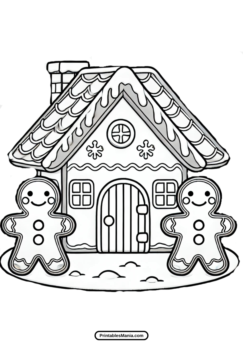 Gingerbread House Coloring Page - Printables Mania