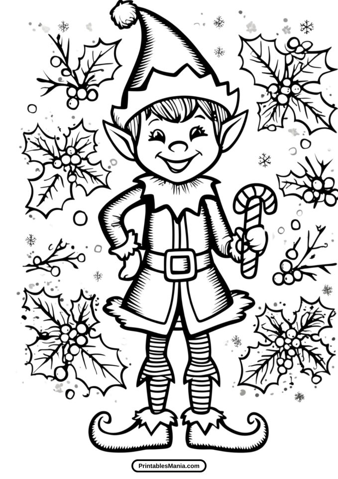 Elf Coloring Pages PDF - Printables Mania