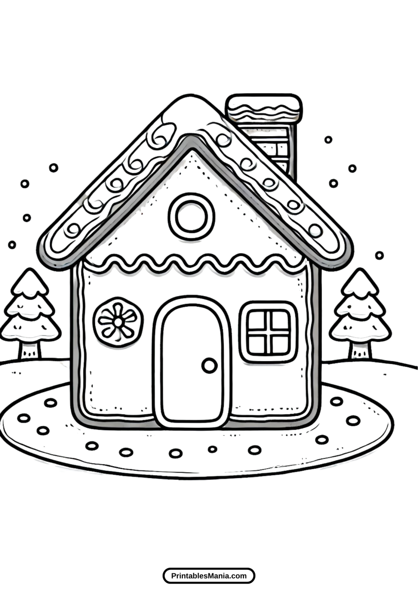 Gingerbread House Coloring Page - Printables Mania