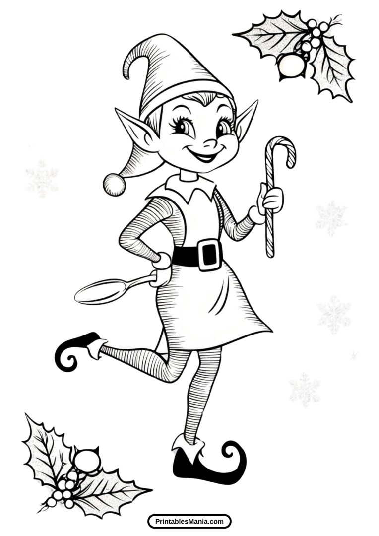 Elf Coloring Pages PDF - Printables Mania