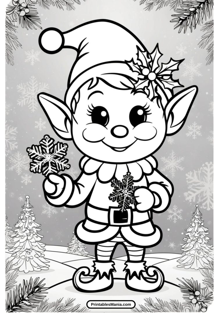 Elf Coloring Pages PDF - Printables Mania