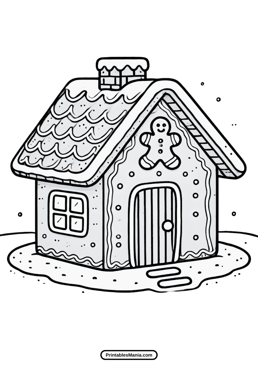 Gingerbread House Coloring Page - Printables Mania
