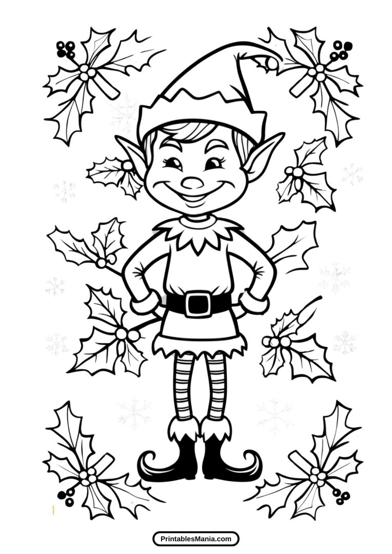 Elf Coloring Pages PDF - Printables Mania