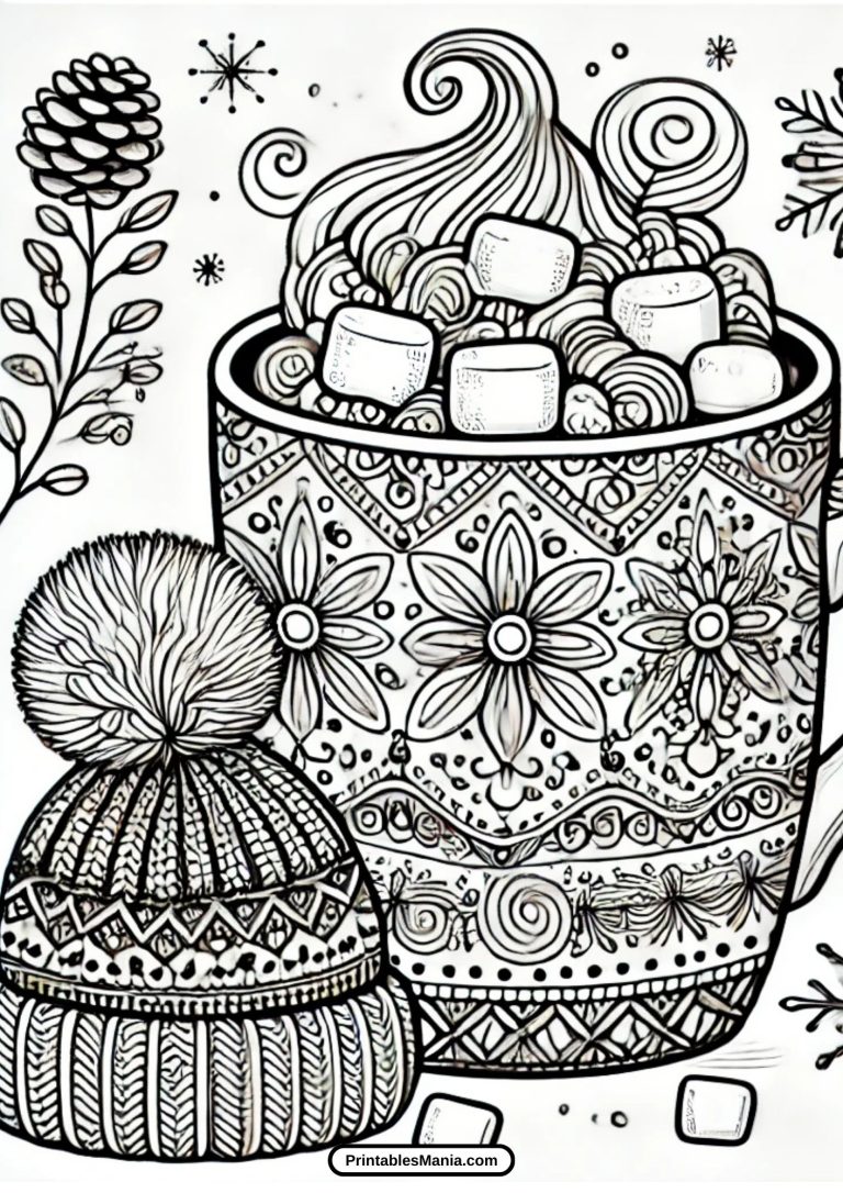 Hot Cocoa Coloring Pages - Printables Mania