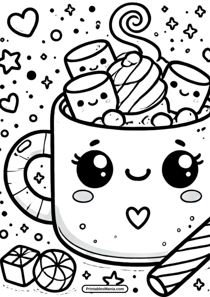 Hot Cocoa Coloring Pages - Printables Mania