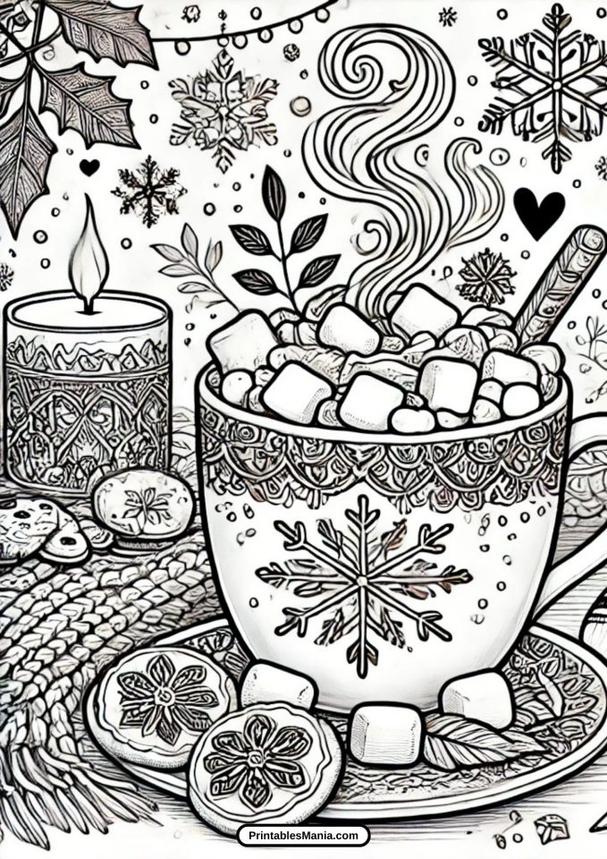 Hot Cocoa Coloring Pages - Printables Mania