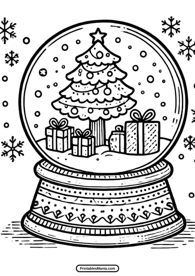 Snow Globe Coloring Page - Printables Mania
