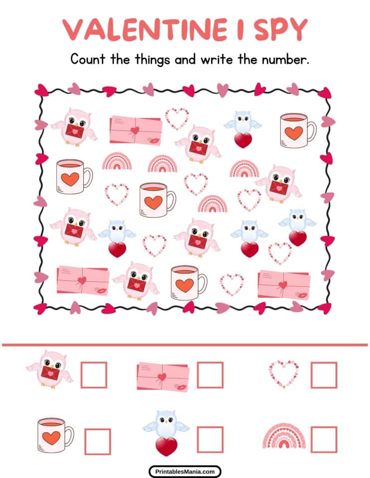 Valentine I Spy Printable PDF - Printables Mania