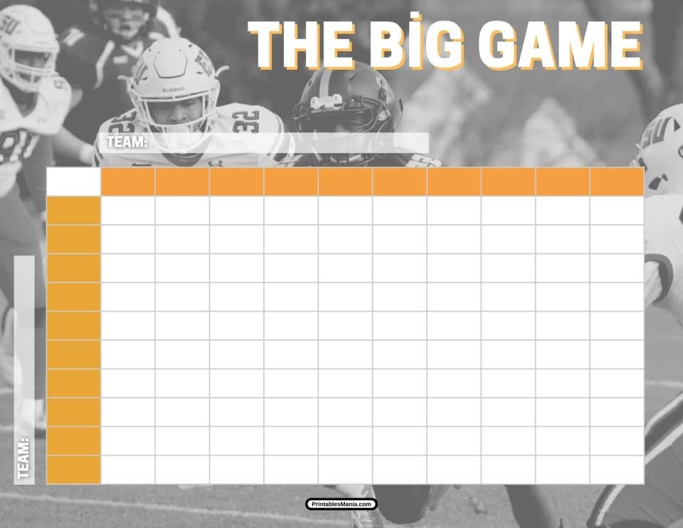 Free Printable Football Squares PDF - Printables Mania