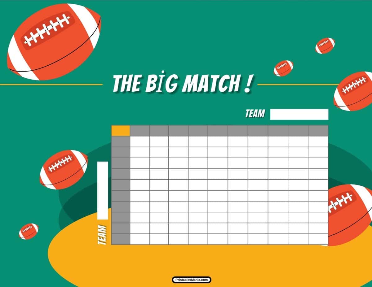 Free Printable Football Squares PDF - Printables Mania