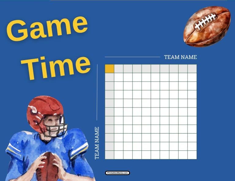 Free Printable Football Squares PDF - Printables Mania