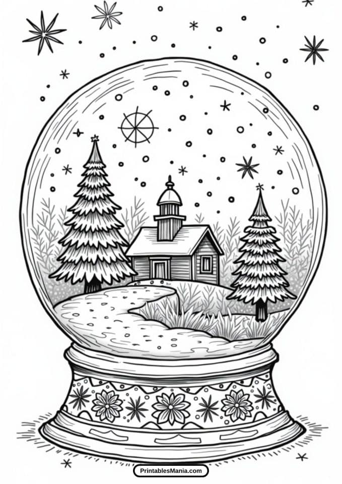 Snow Globe Coloring Page - Printables Mania