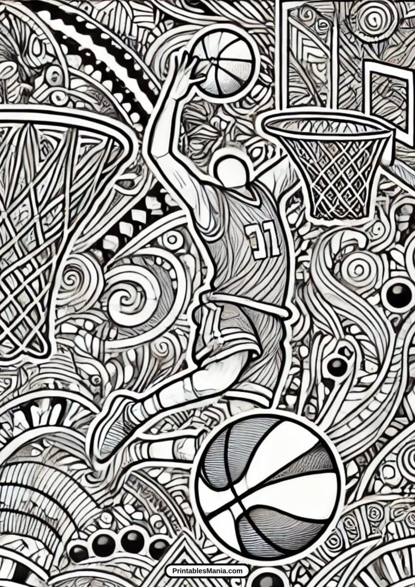 Basketball Coloring Page - Printables Mania