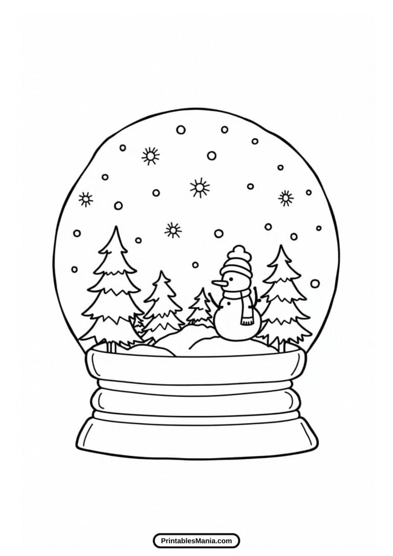 Snow Globe Coloring Page - Printables Mania