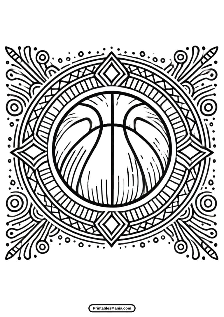Basketball Coloring Page - Printables Mania