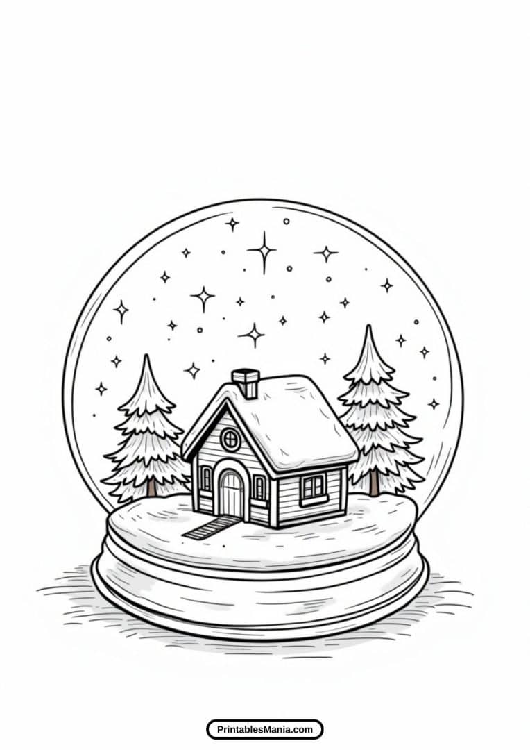 Snow Globe Coloring Page - Printables Mania