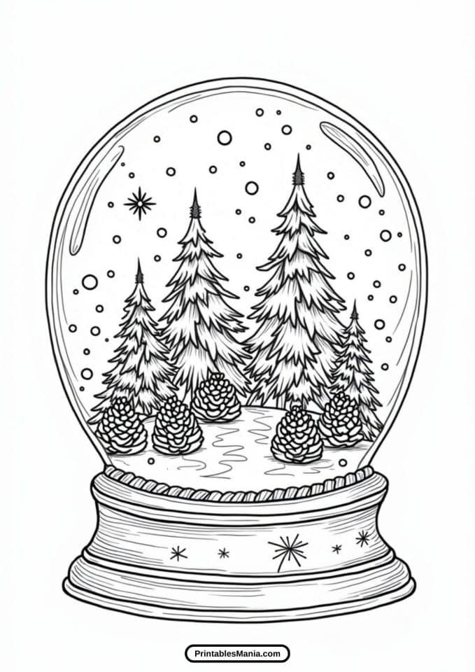 Snow Globe Coloring Page - Printables Mania
