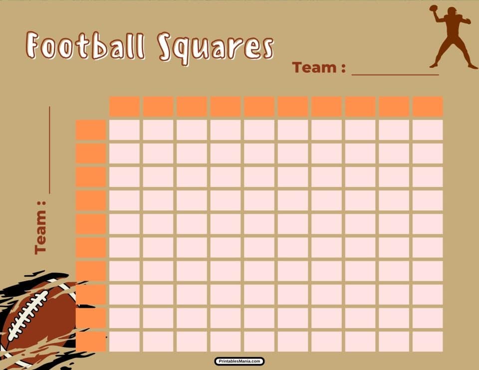 Free Printable Football Squares PDF - Printables Mania