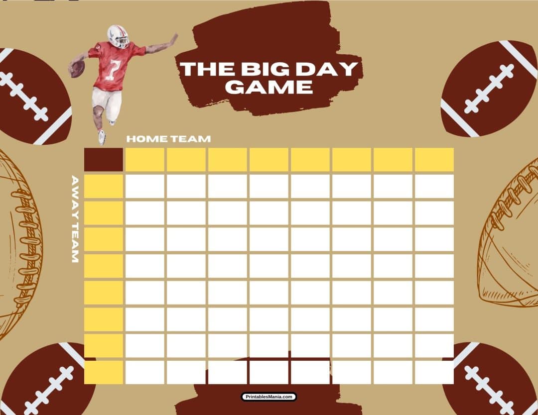 Free Printable Football Squares PDF - Printables Mania