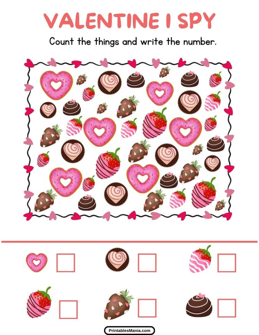 Valentine I Spy Printable PDF - Printables Mania