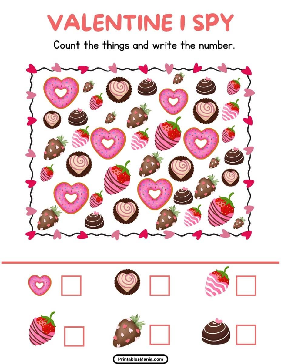 Valentine I Spy Printable PDF - Printables Mania