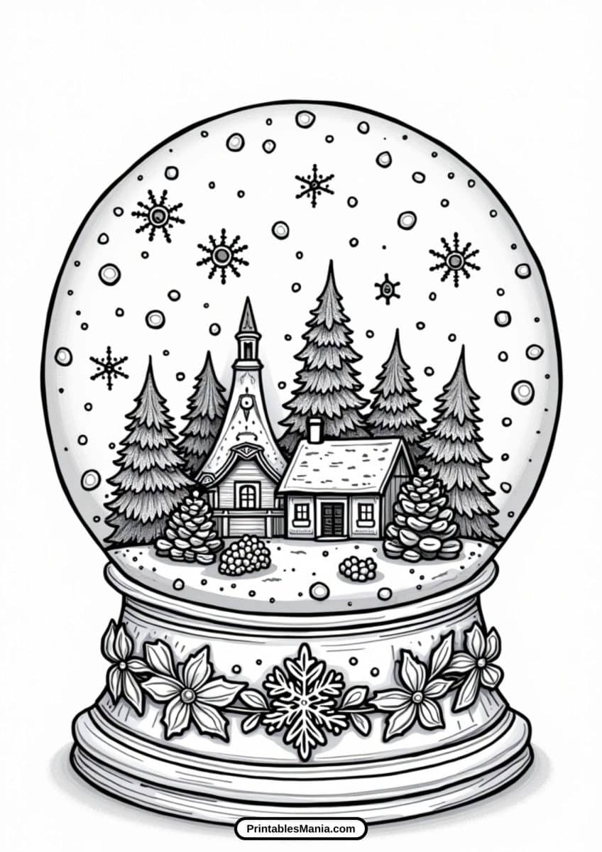 Snow Globe Coloring Page - Printables Mania
