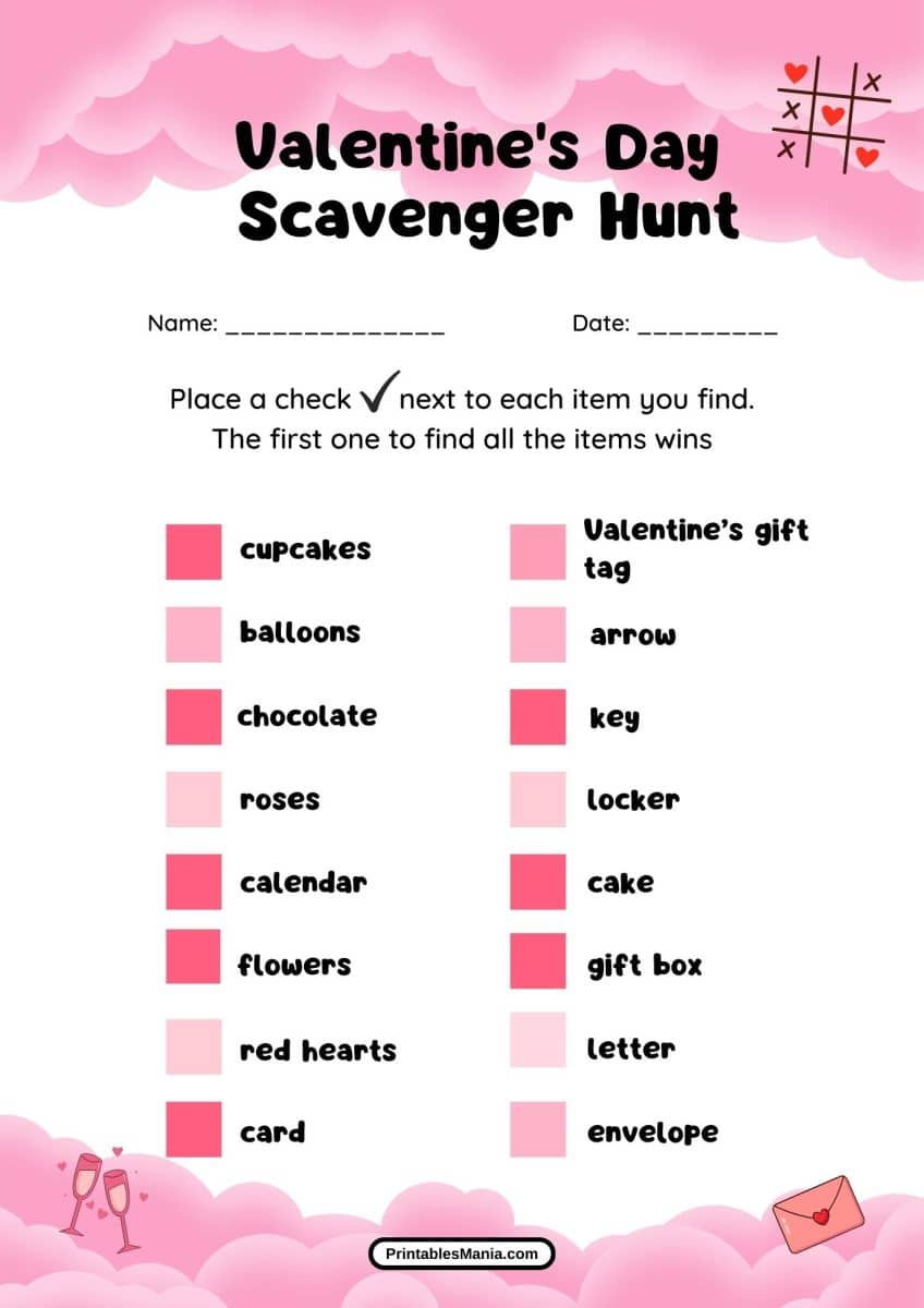 Valentine's Day Scavenger Hunt - Printables Mania