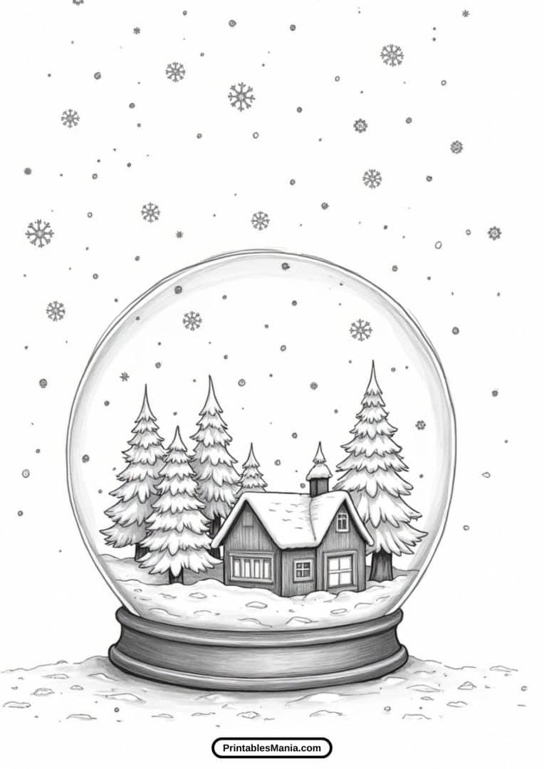 Snow Globe Coloring Page - Printables Mania
