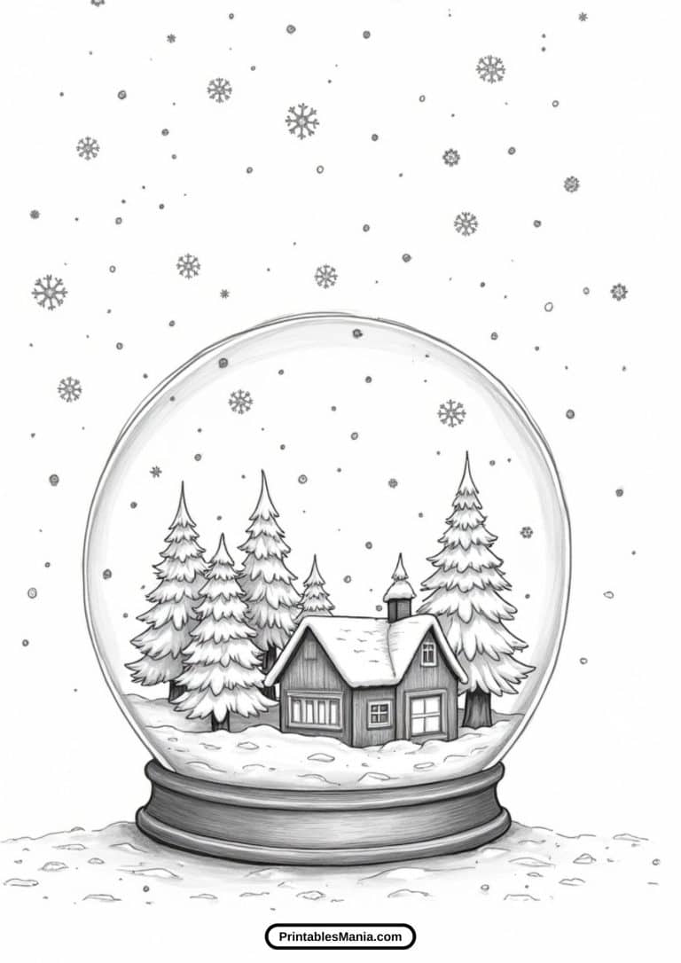 Snow Globe Coloring Page - Printables Mania