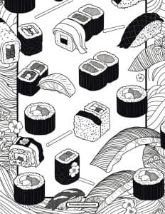 Sushi Coloring Page - Printables Mania