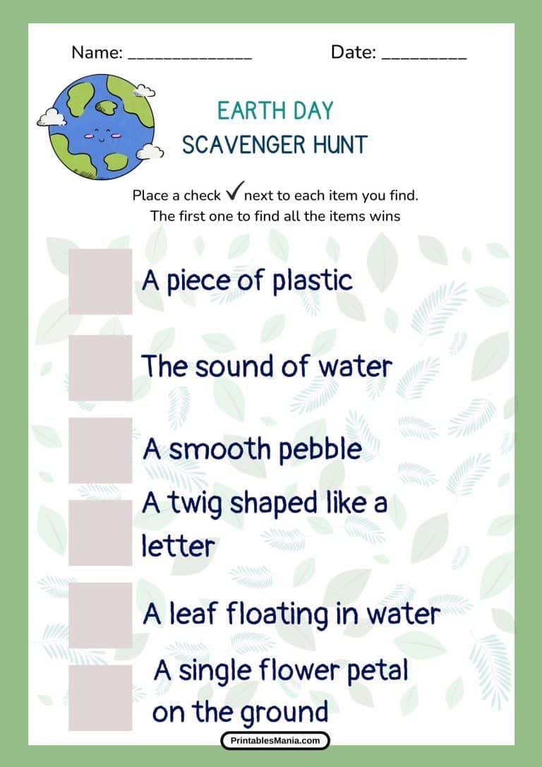 Earth Day Scavenger Hunt Printable - Printables Mania