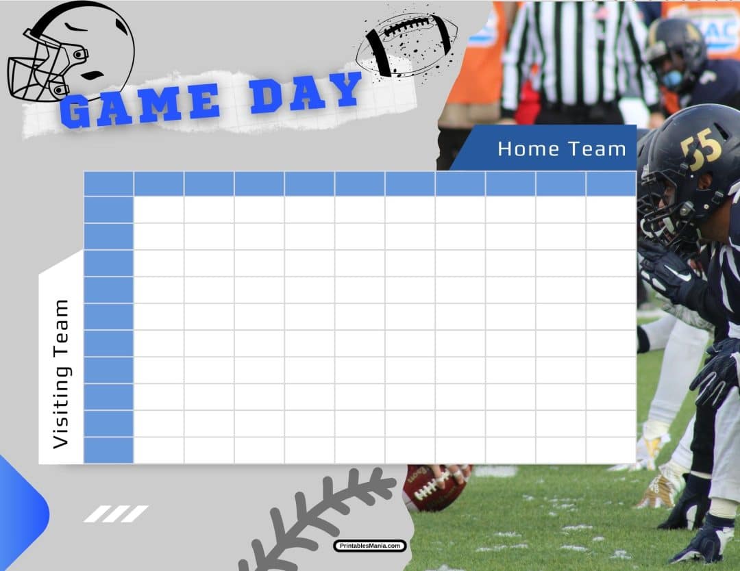 Free Printable Football Squares PDF - Printables Mania