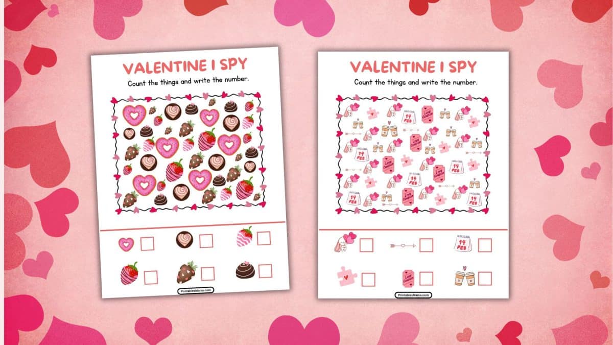 Valentine I Spy Printable PDF - Printables Mania