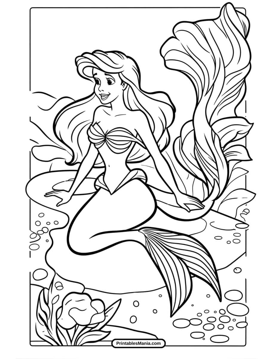 Ariel Coloring Pages - Printables Mania
