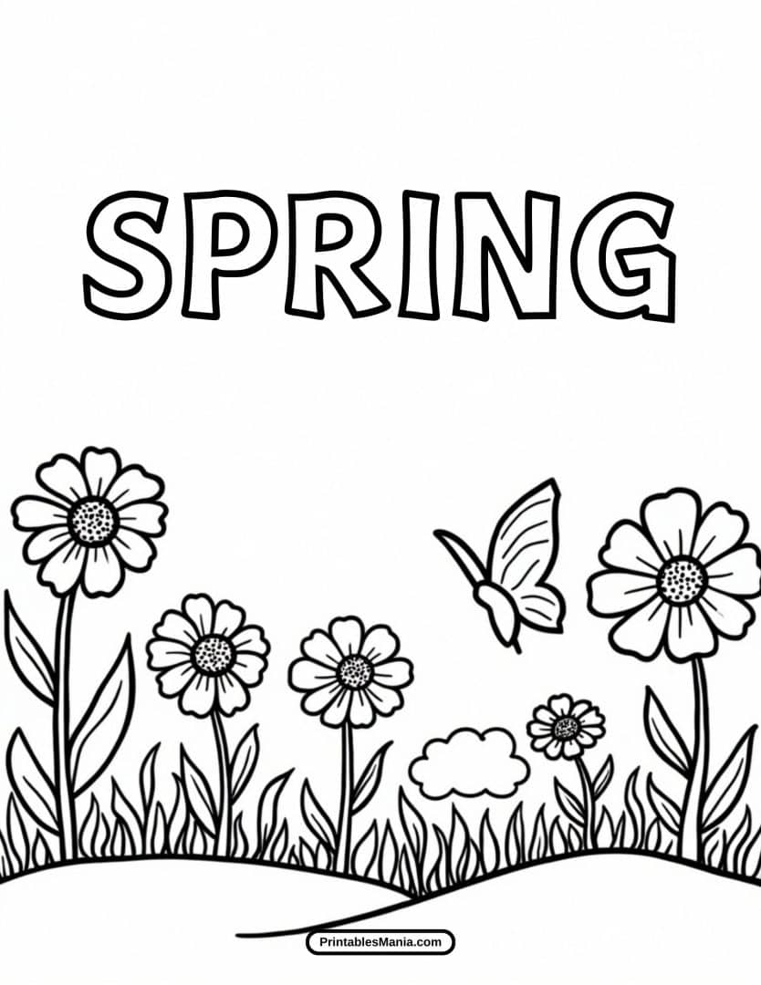 Spring Coloring Pages For Kids - Printables Mania