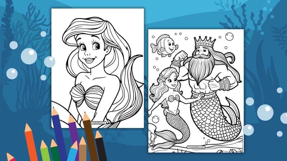 Ariel Coloring Pages - Printables Mania