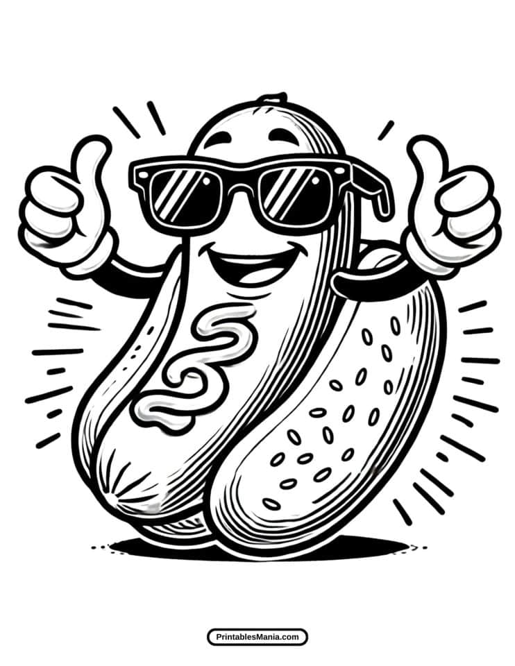 Hot Dog Coloring Page - Printables Mania