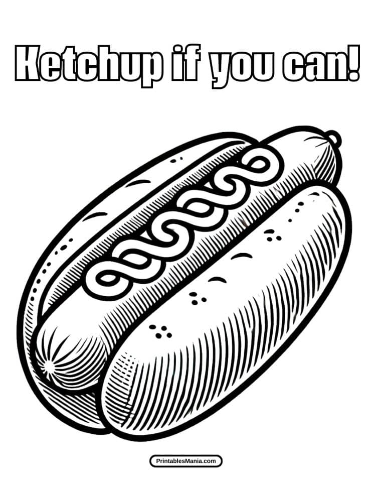 Hot Dog Coloring Page - Printables Mania