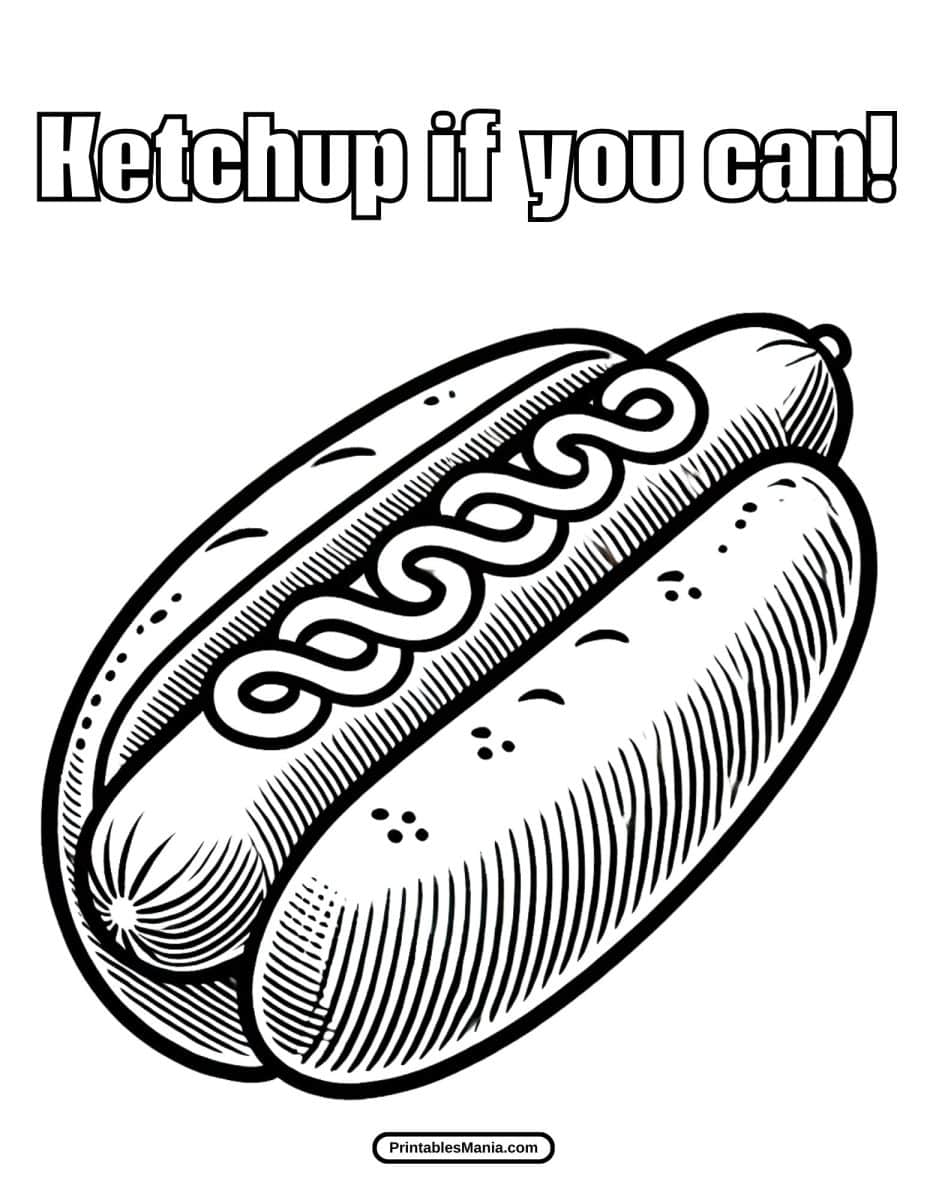 Hot Dog Coloring Page - Printables Mania