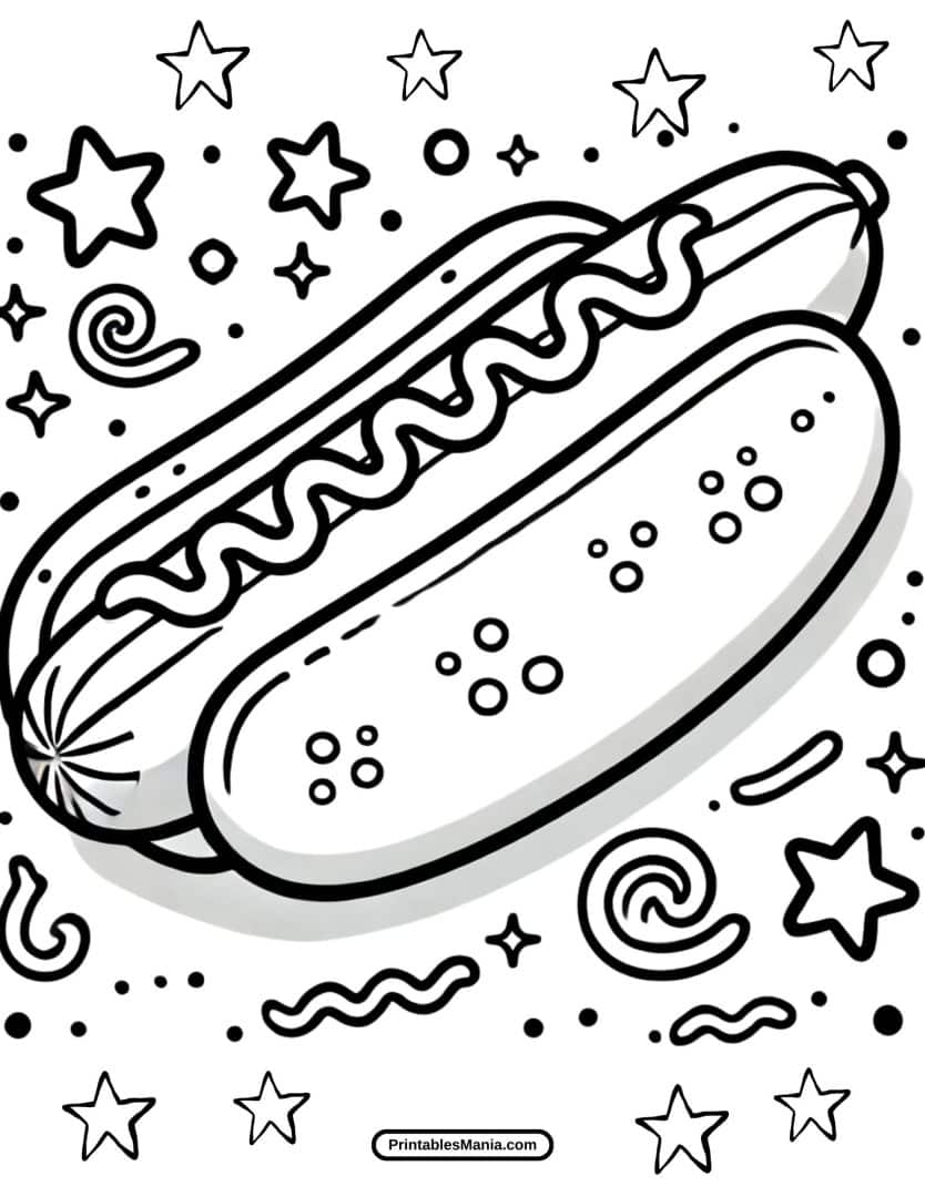 Hot Dog Coloring Page - Printables Mania