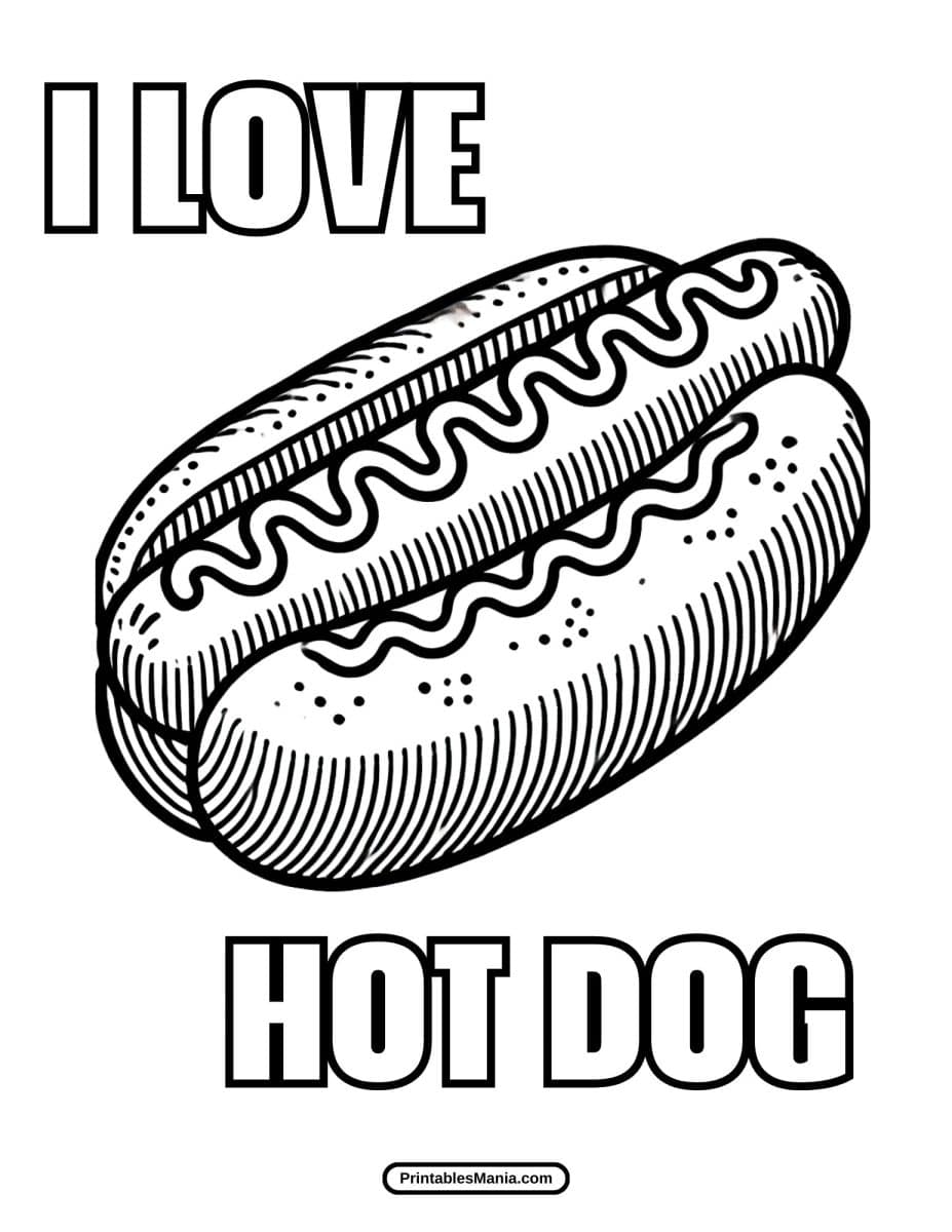 Hot Dog Coloring Page - Printables Mania