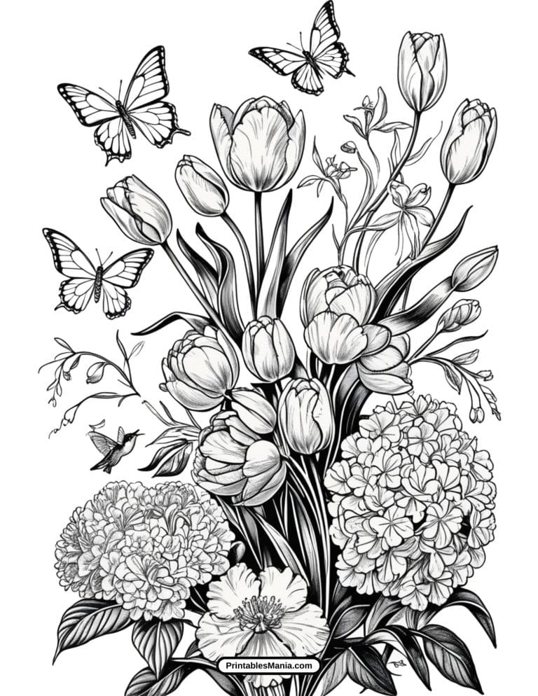 Spring Coloring Pages For Adults - Printables Mania